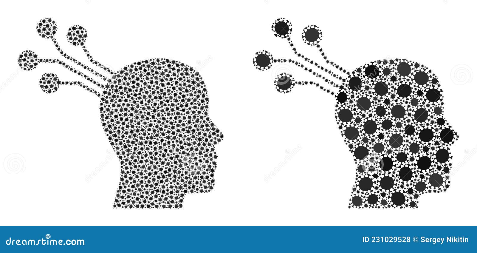 Brain Machine Interface Icon - Composition with Covid Biohazard ...