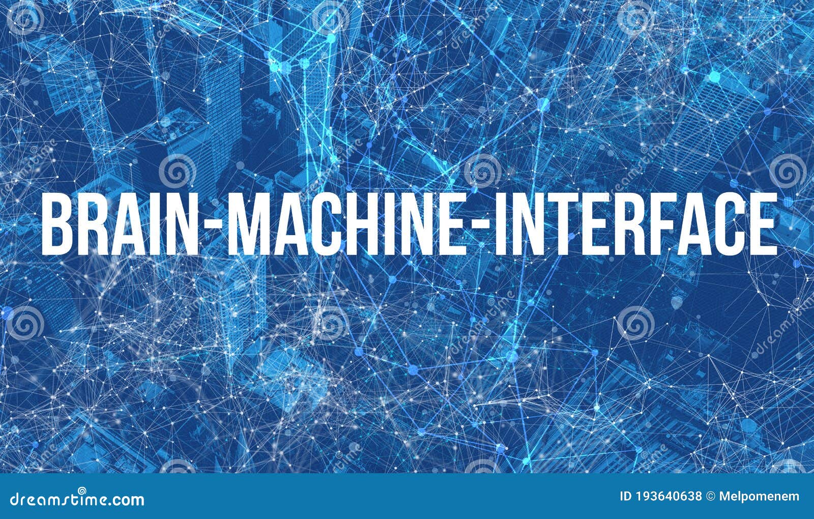 Brain-Machine-Interface Theme with Abstract Cityscape Stock ...