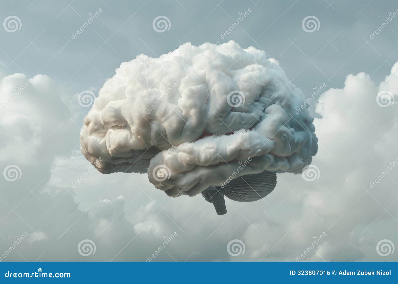 Brain Made of Clouds in the Sky Stock Illustration - Illustration of ...