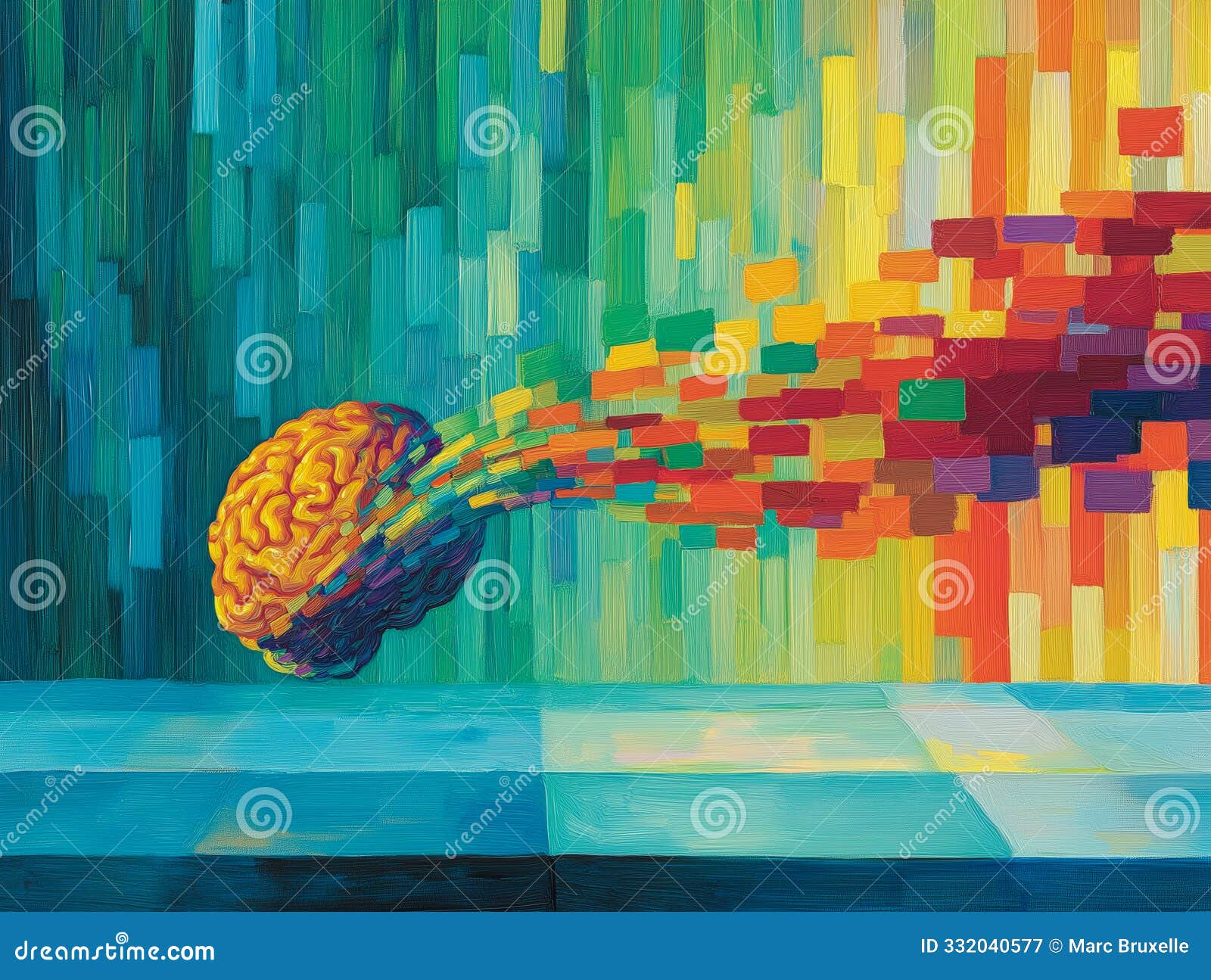 A Brain Made of Colorful Blocks is Floating in the Air Stock ...