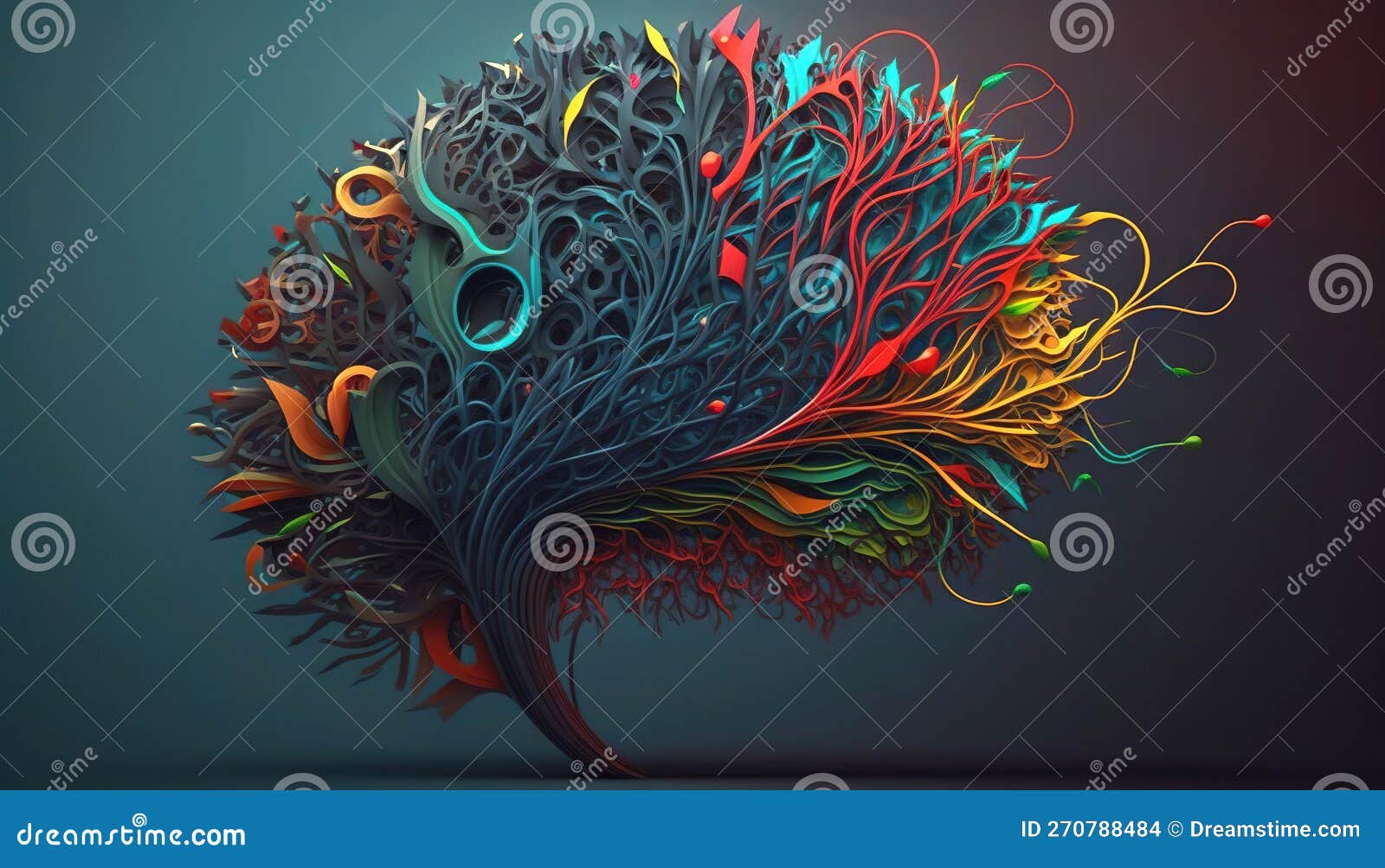 Brain Made of Colorful Stripes. Intelligence Concept Stock Illustration ...