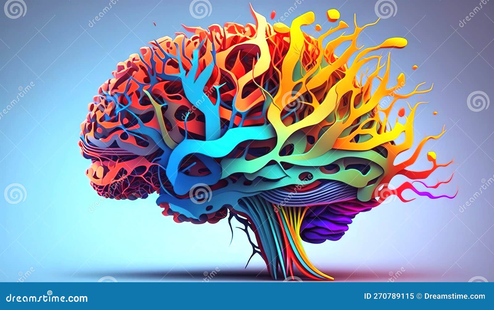Brain Made of Colorful Stripes. Intelligence Concept Stock Illustration ...