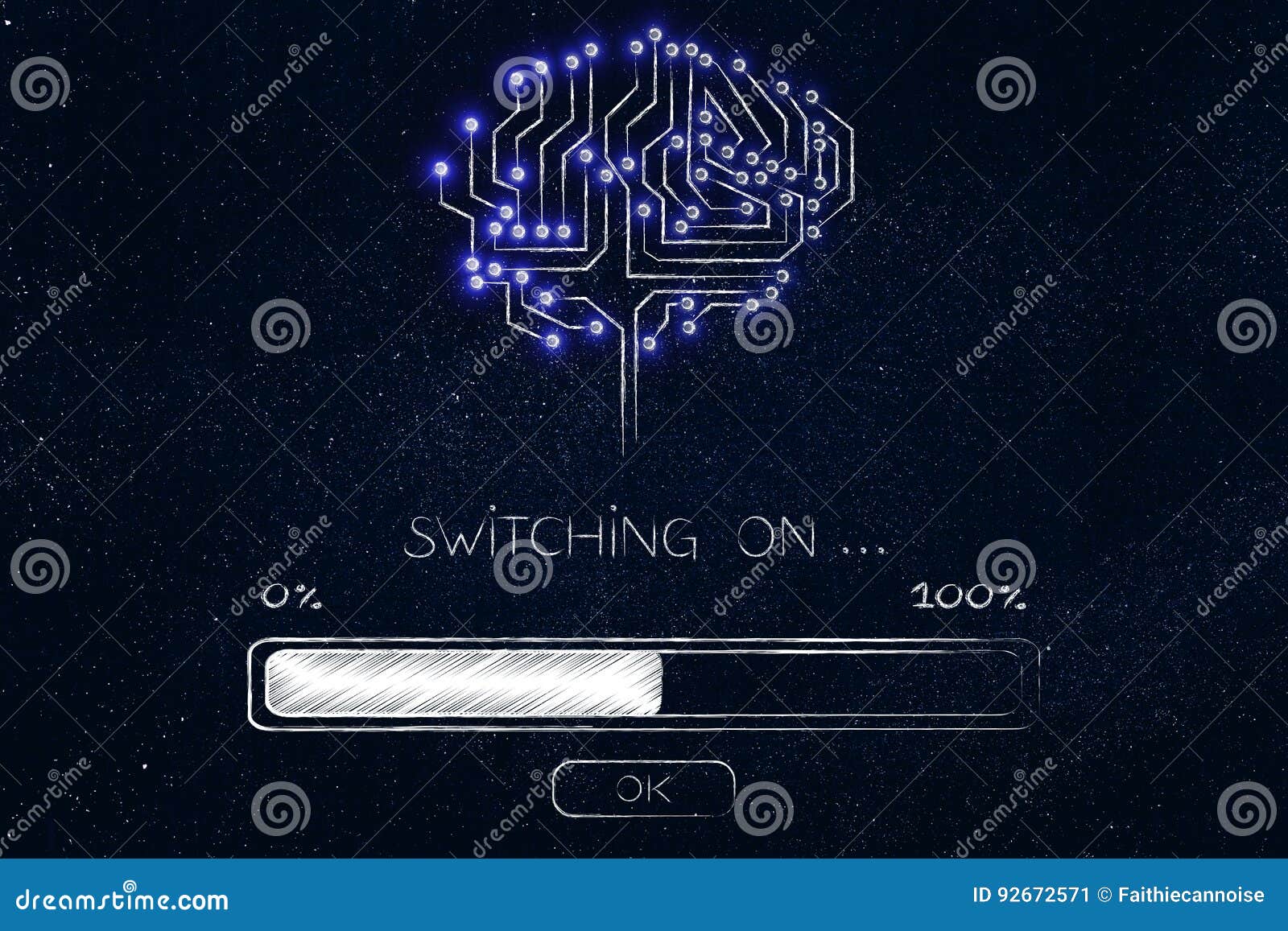 Brain Made of Electronic Circuits with Progress Bar Loading and Stock ...
