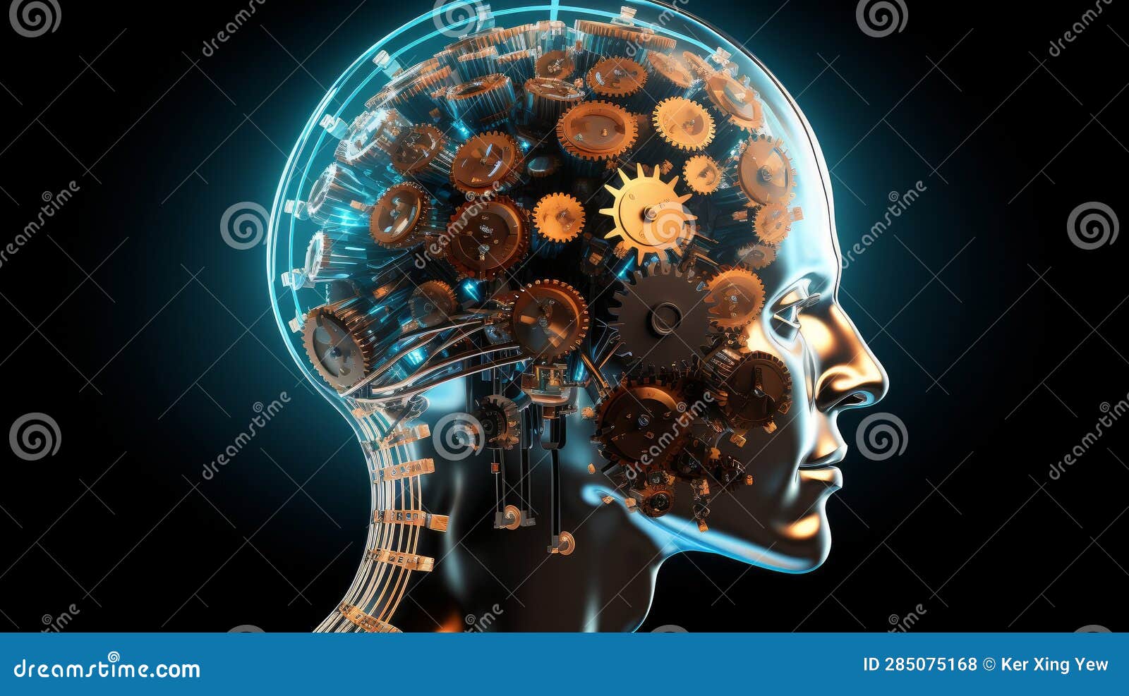 A Brain Made of Interconnected Gears Stock Illustration - Illustration ...