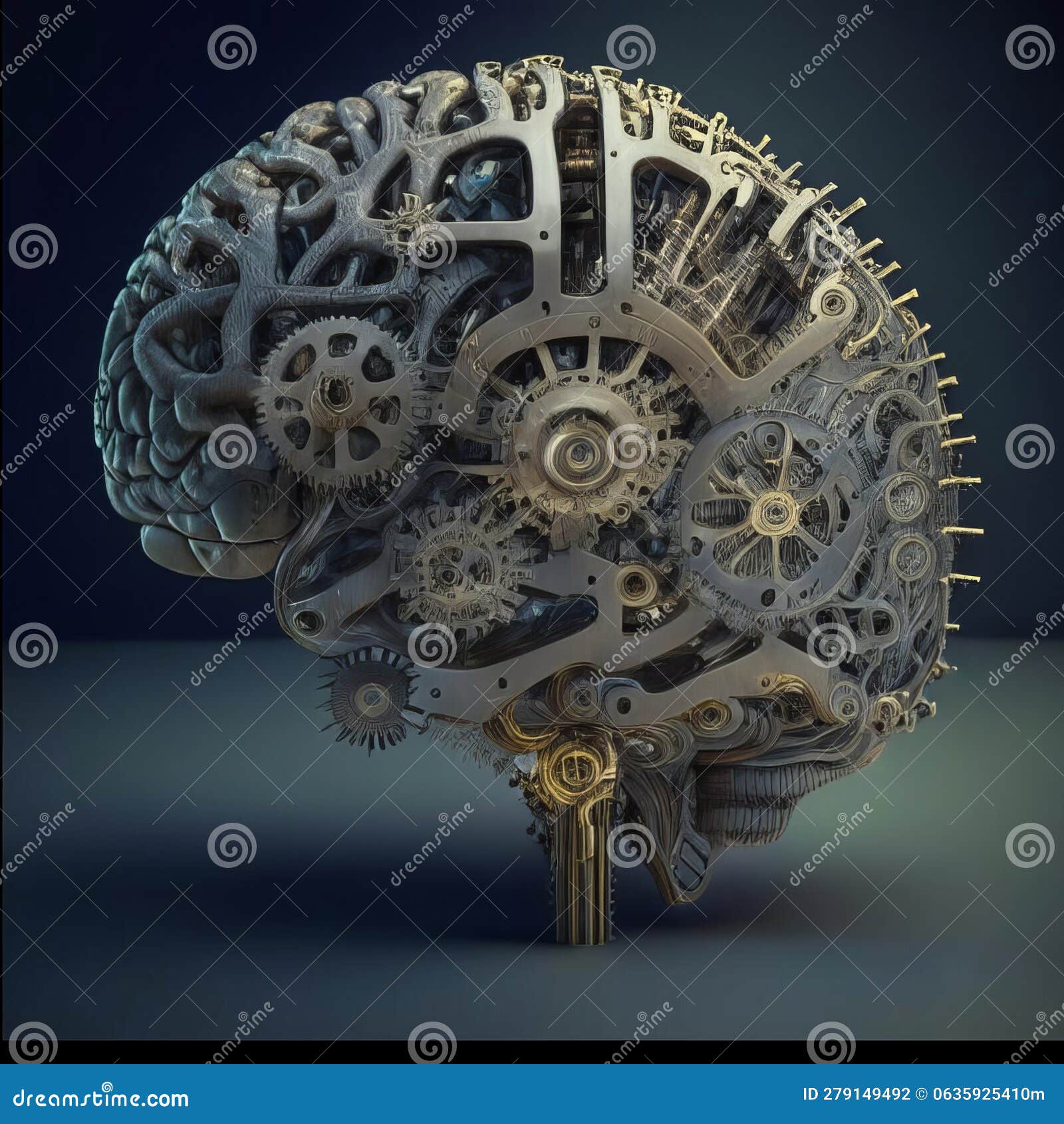 Brain Made of Iron and Gears. Stock Illustration - Illustration of ...