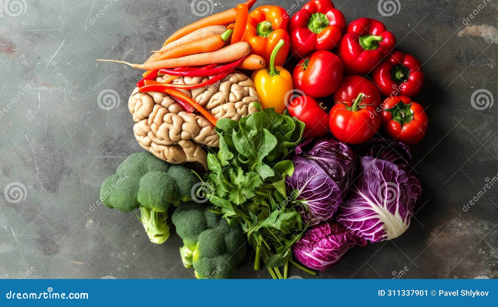 Brain Made Out of Fruits and Vegetables. Stock Image - Image of ...