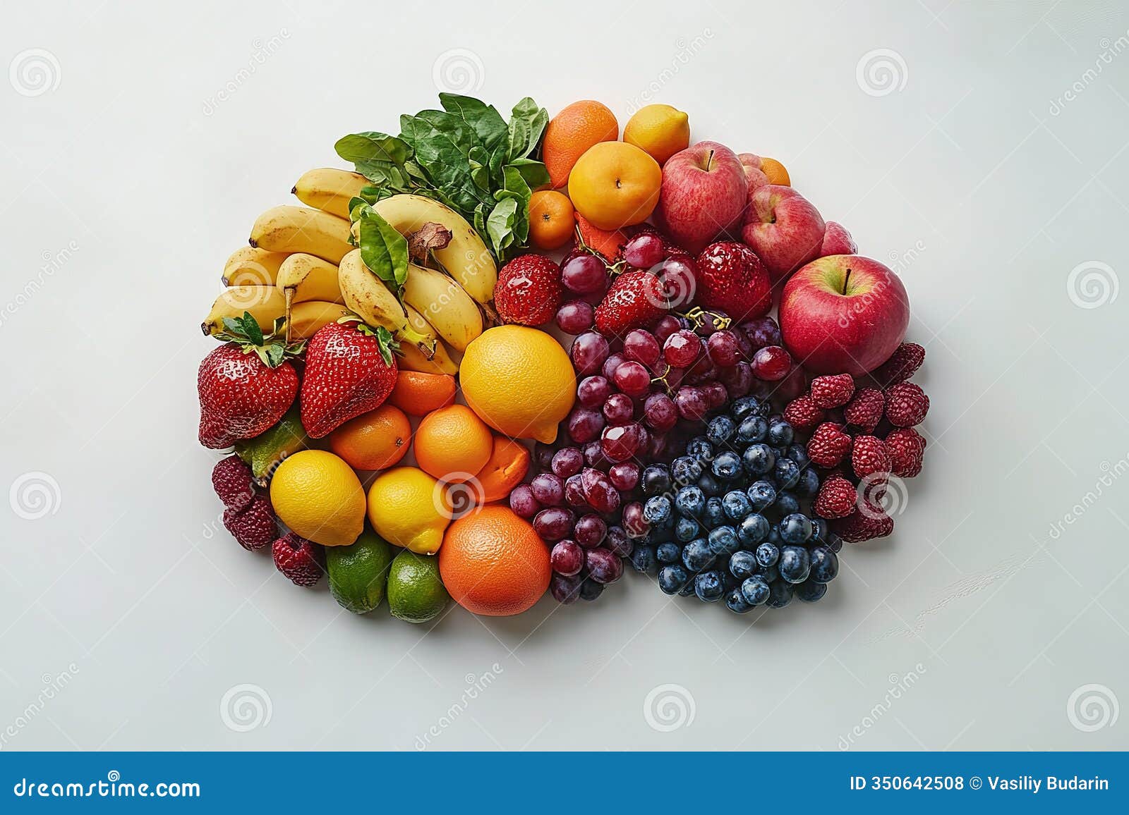 Brain Made Out of Fruits and Vegetables Isolated on White Background ...