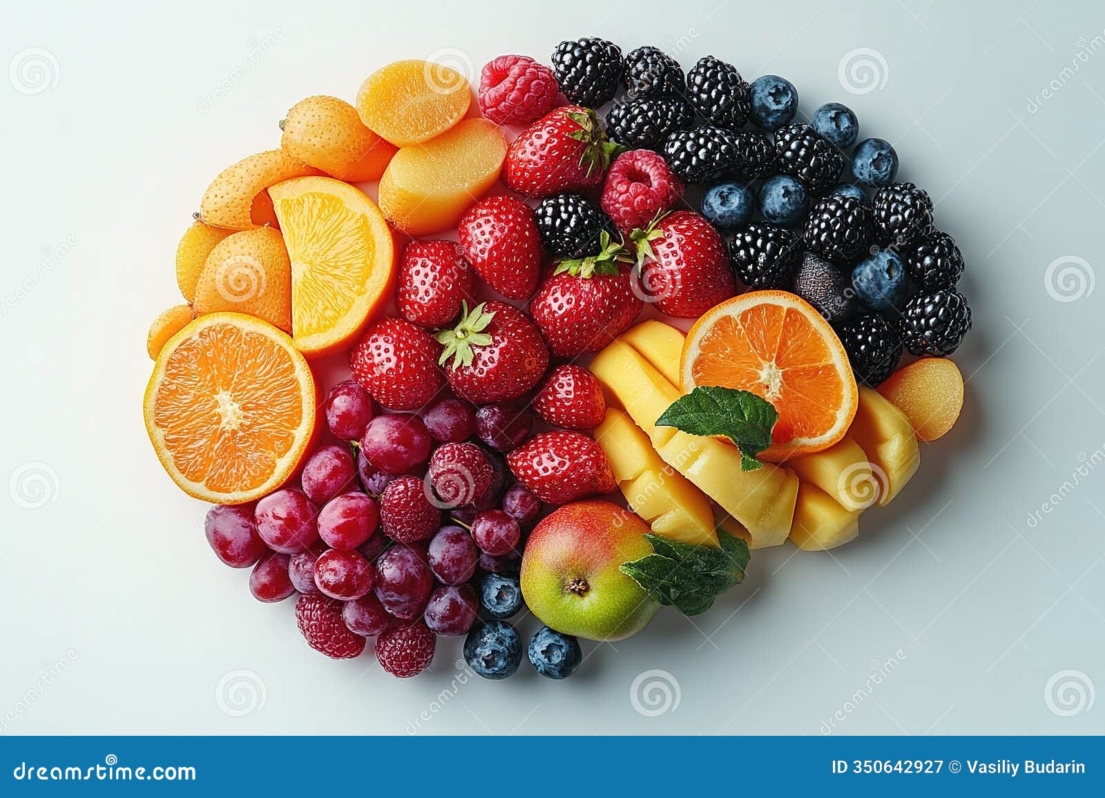Brain Made Out of Fruits and Vegetables Isolated on White Background ...