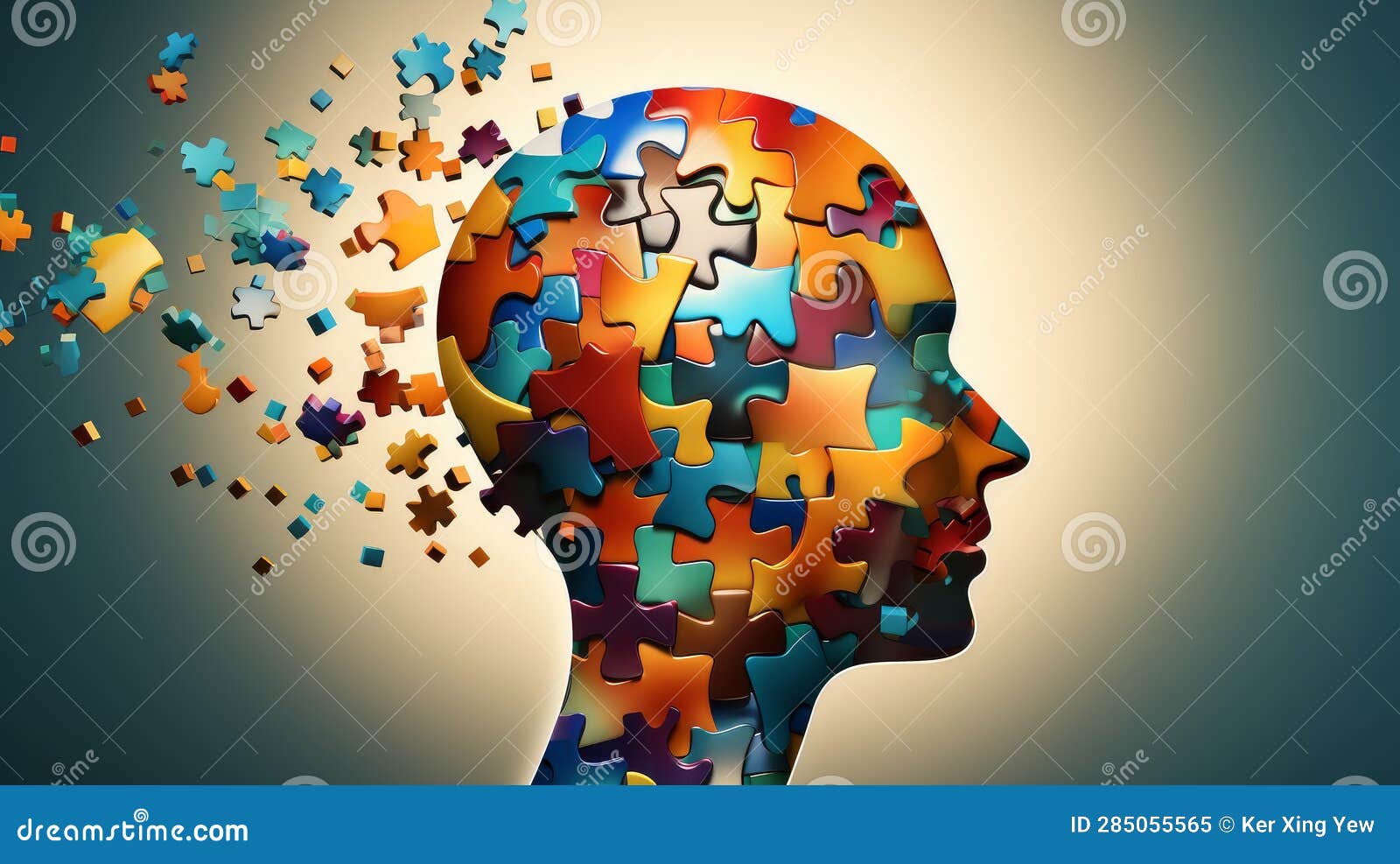 A Brain Made of Puzzle Pieces Stock Illustration - Illustration of ...