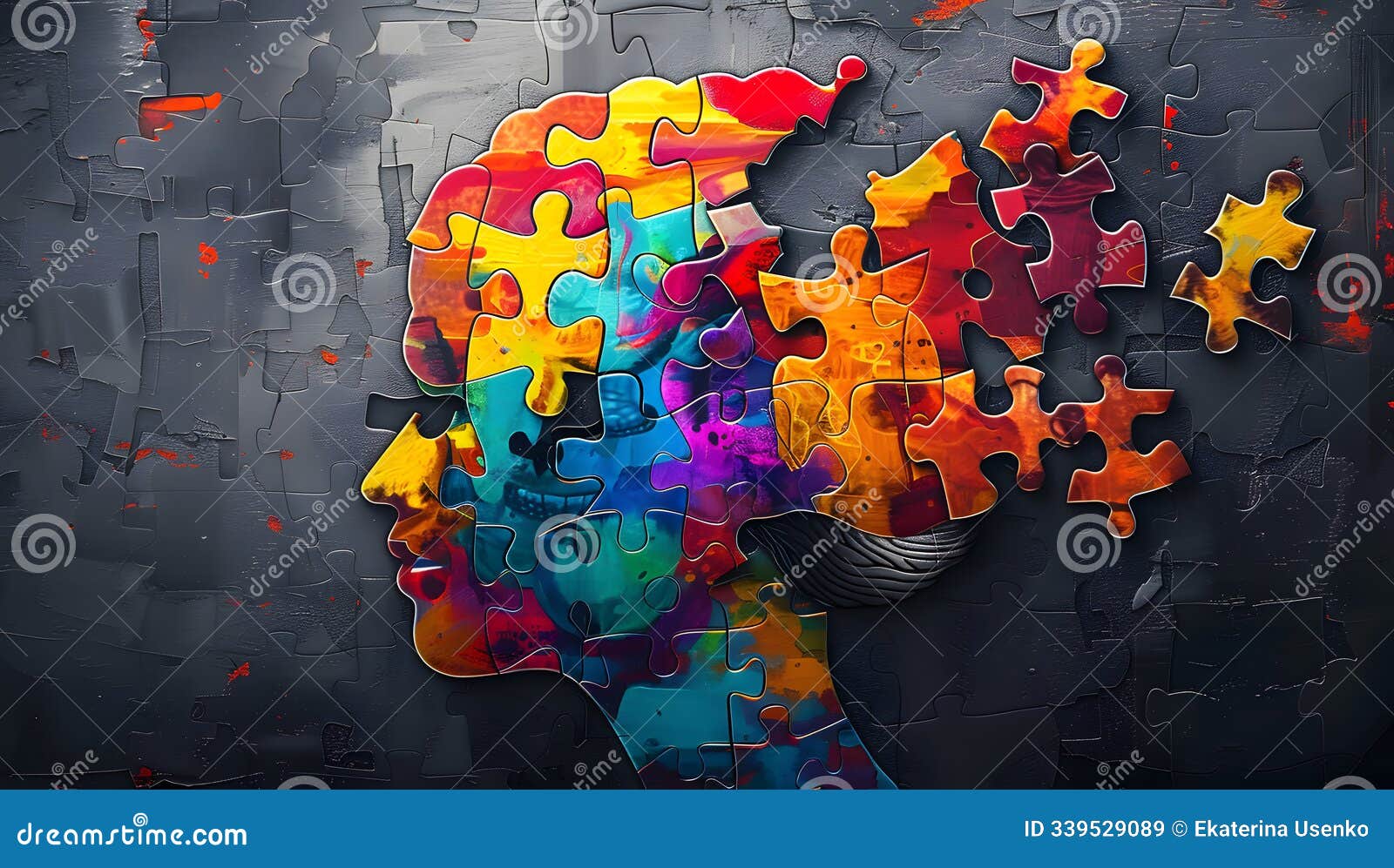 Colorful Puzzle Pieces Forming a Brain Symbolize Personality Stock ...
