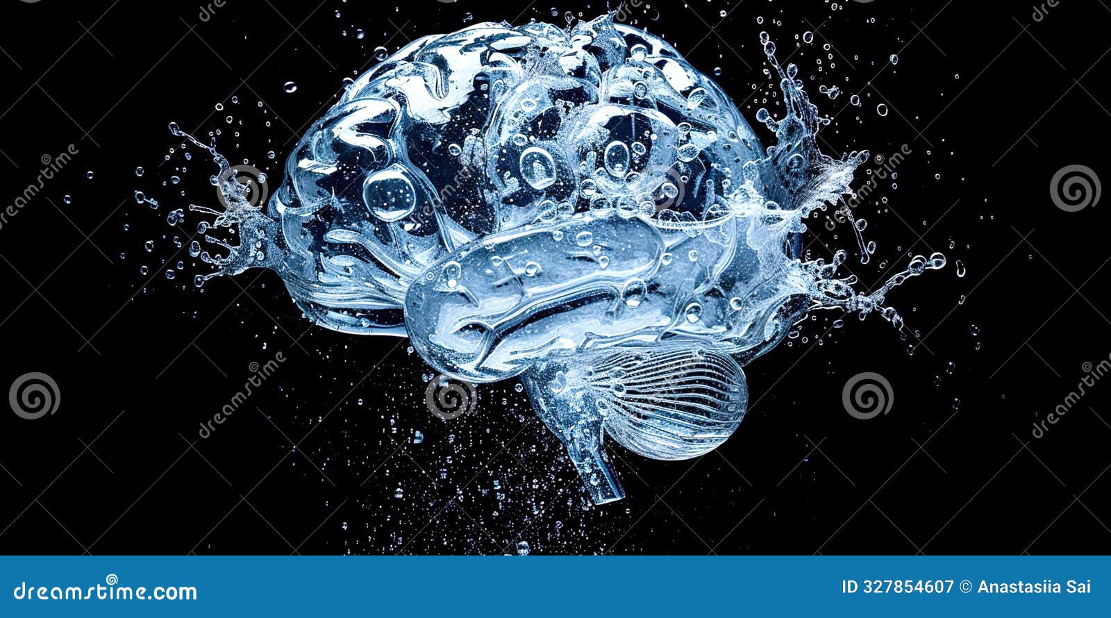 A Brain Made of Water with a Splash Stock Illustration - Illustration ...