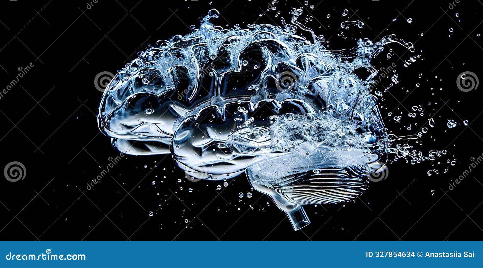 A Brain Made of Water with a Splash Stock Illustration - Illustration ...