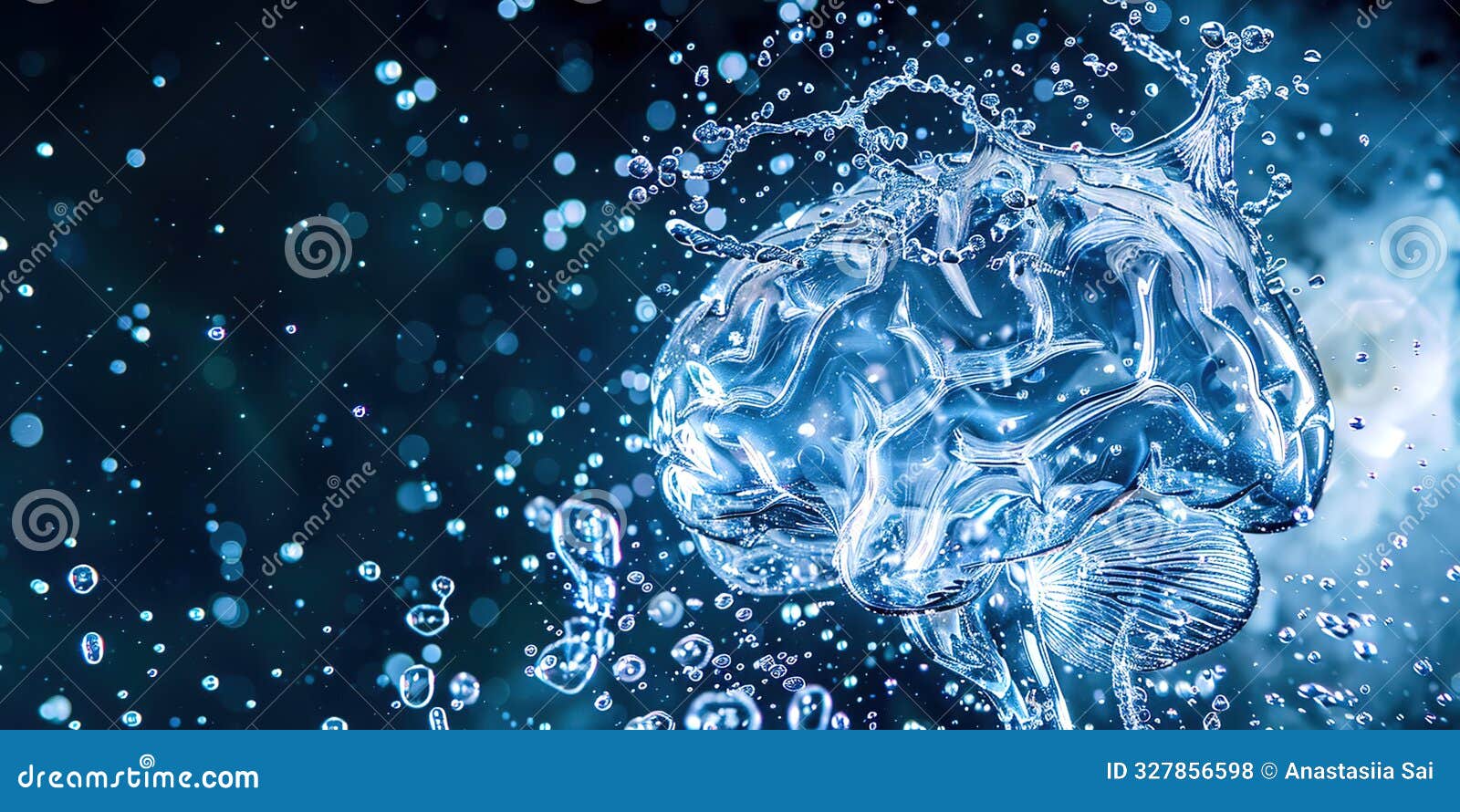 A Brain Made of Water with a Splash Stock Illustration - Illustration ...