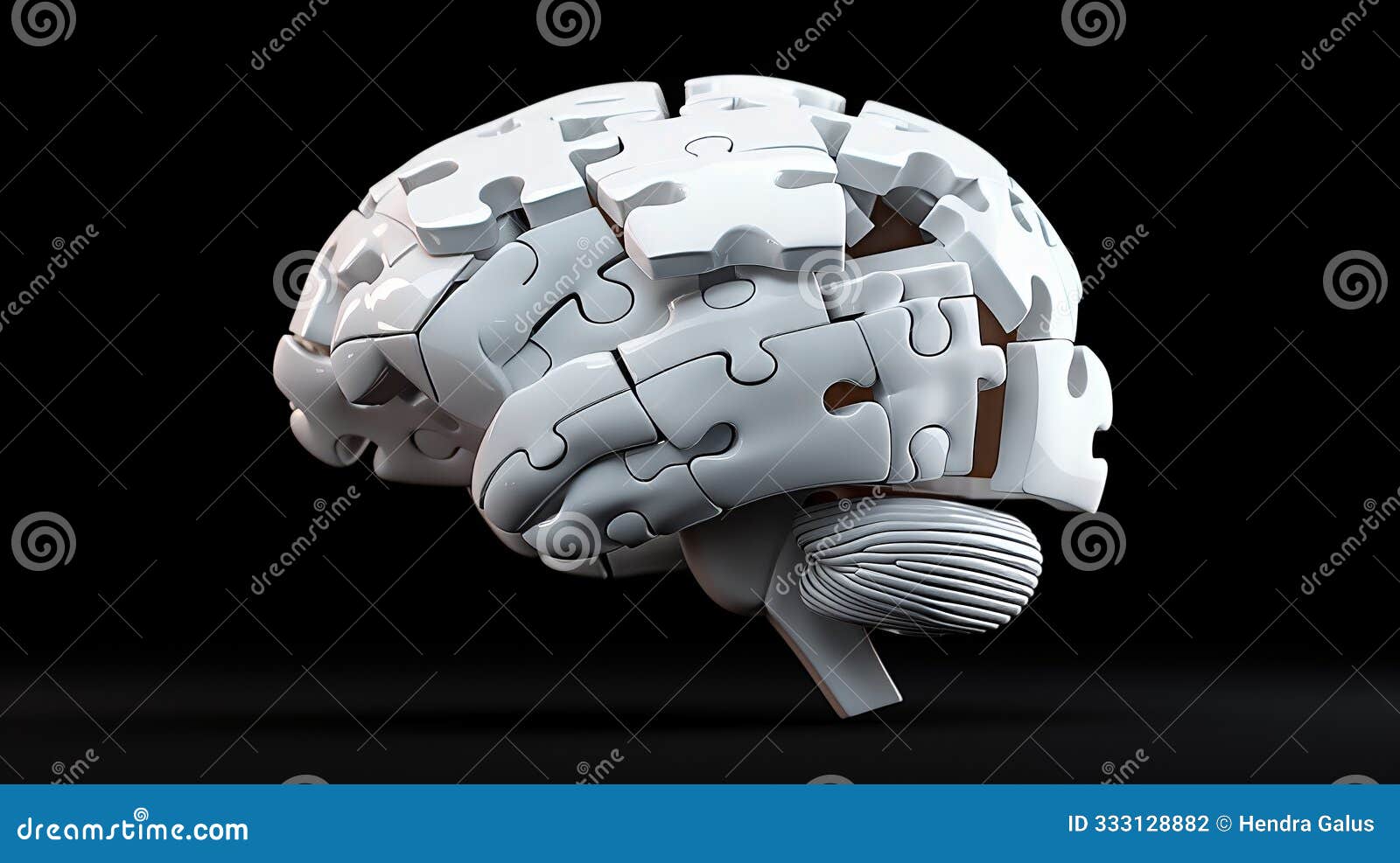 Brain Made of White Puzzle Pieces Symbolizing Cognitive Functions ...