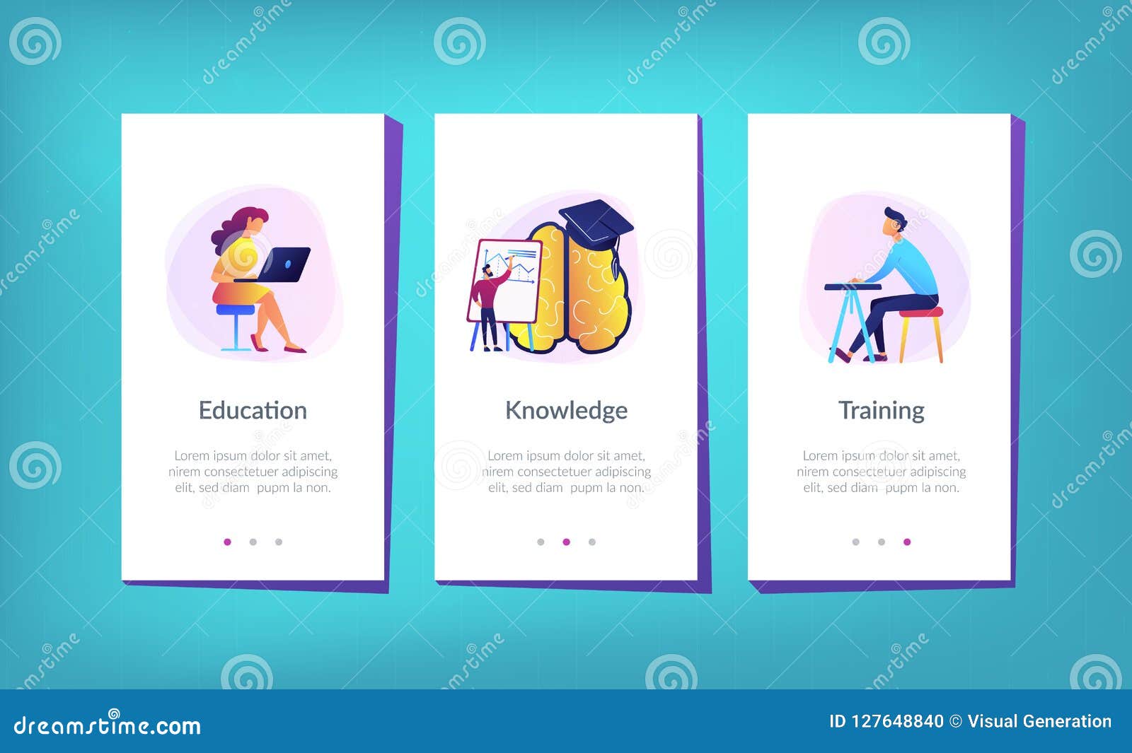 Education and Learning Style App Interface Template. Stock Vector ...