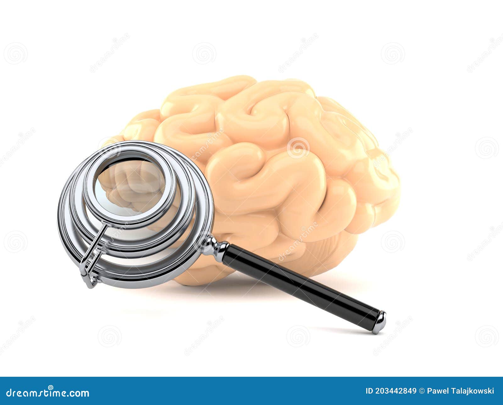 Brain with Magnifying Glass Stock Illustration - Illustration of mind ...