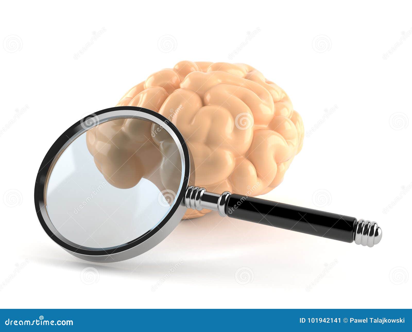 Brain With Magnifying Glass Line Icon. Organ Research, Health Analyzes ...