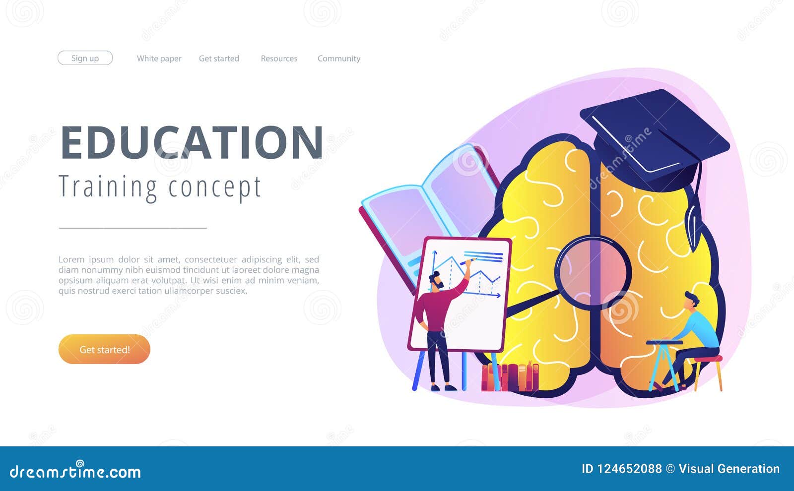 Brain With Magnigier And Academic Cap And User Learning. Learning Style ...