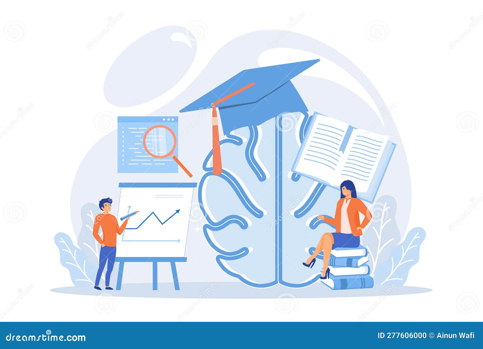 Brain with Magnigier and Academic Cap and User Learning. Learning Style ...