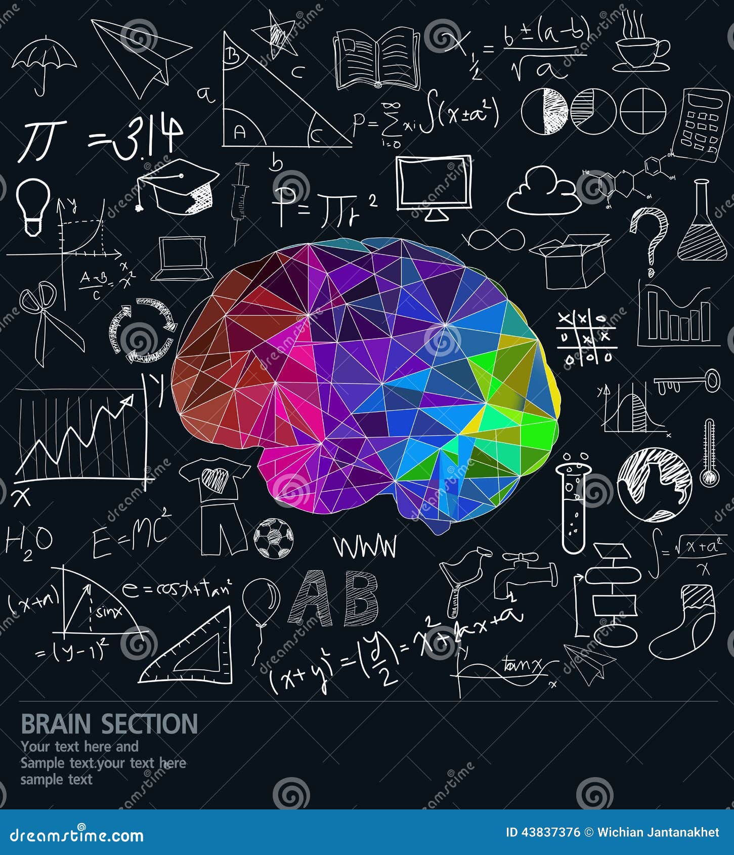 Brain with many ideas stock vector. Illustration of human - 43837376