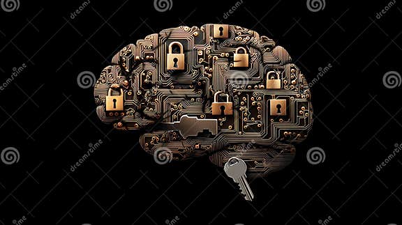 A Brain with Many Locks on it Stock Illustration - Illustration of ...