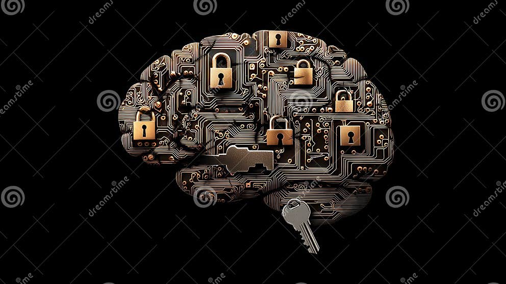 A Brain with Many Locks on it Stock Illustration - Illustration of ...