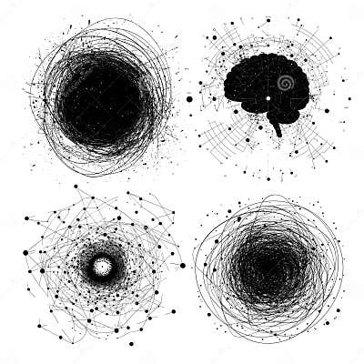 Brain Map Thoughts Ink Sketch Vector Concepts. Tangle Doodle Route Path ...
