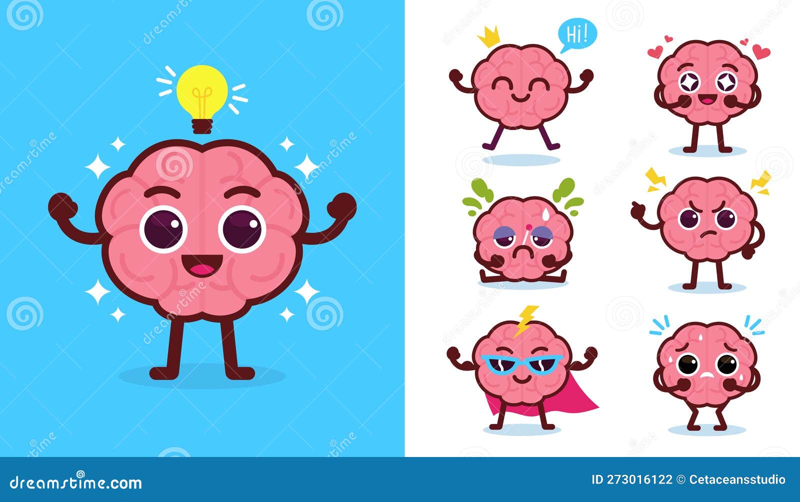 Brain Mascot Vector Set stock illustration. Illustration of play ...