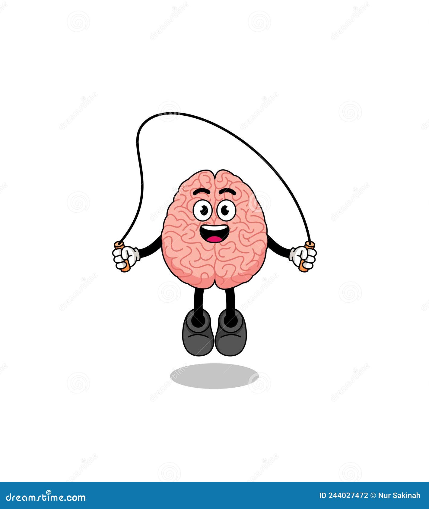 Brain Mascot Cartoon is Playing Skipping Rope Stock Vector ...