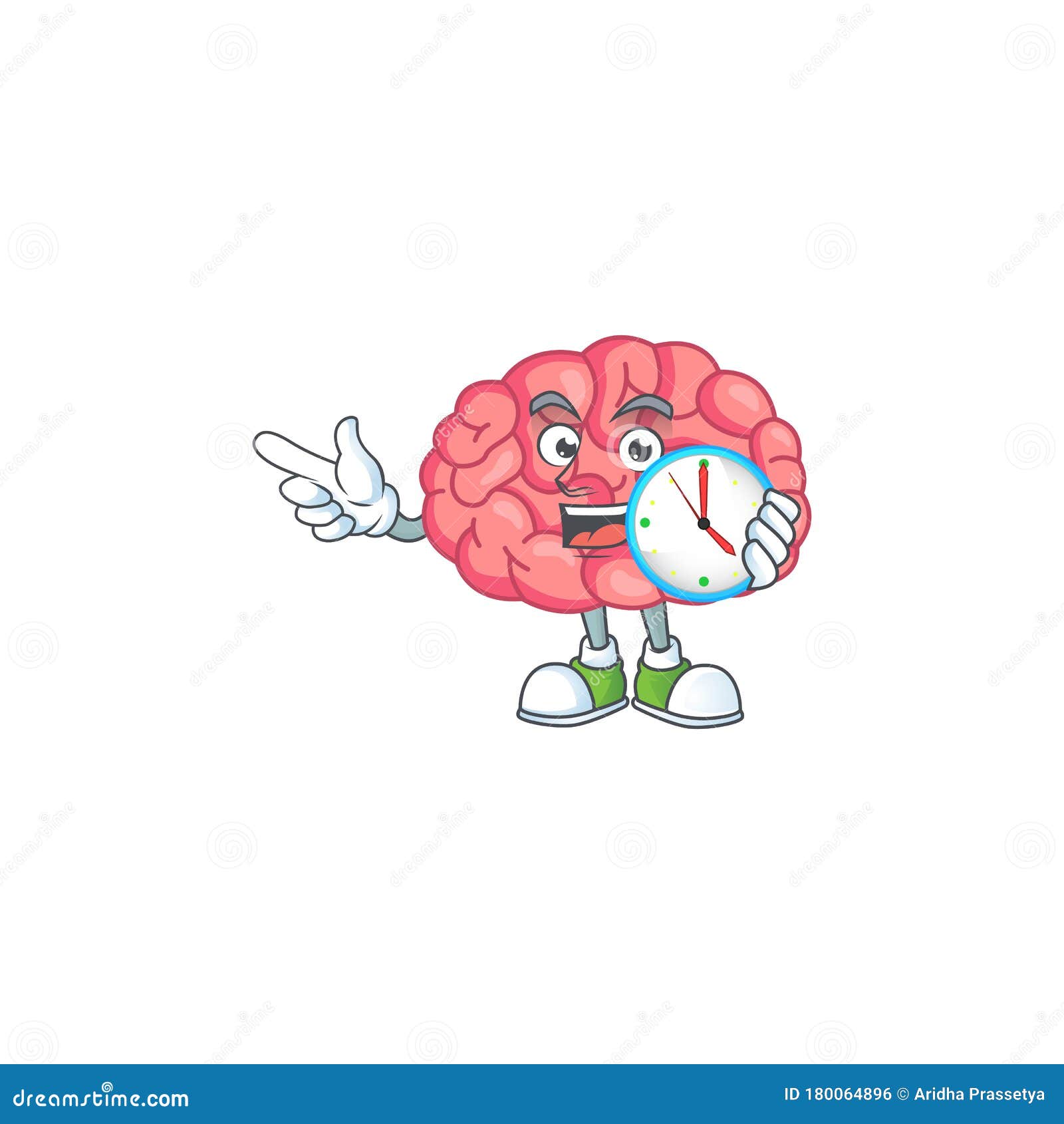 Brain Mascot Design Concept Holding a Circle Clock Stock Vector ...
