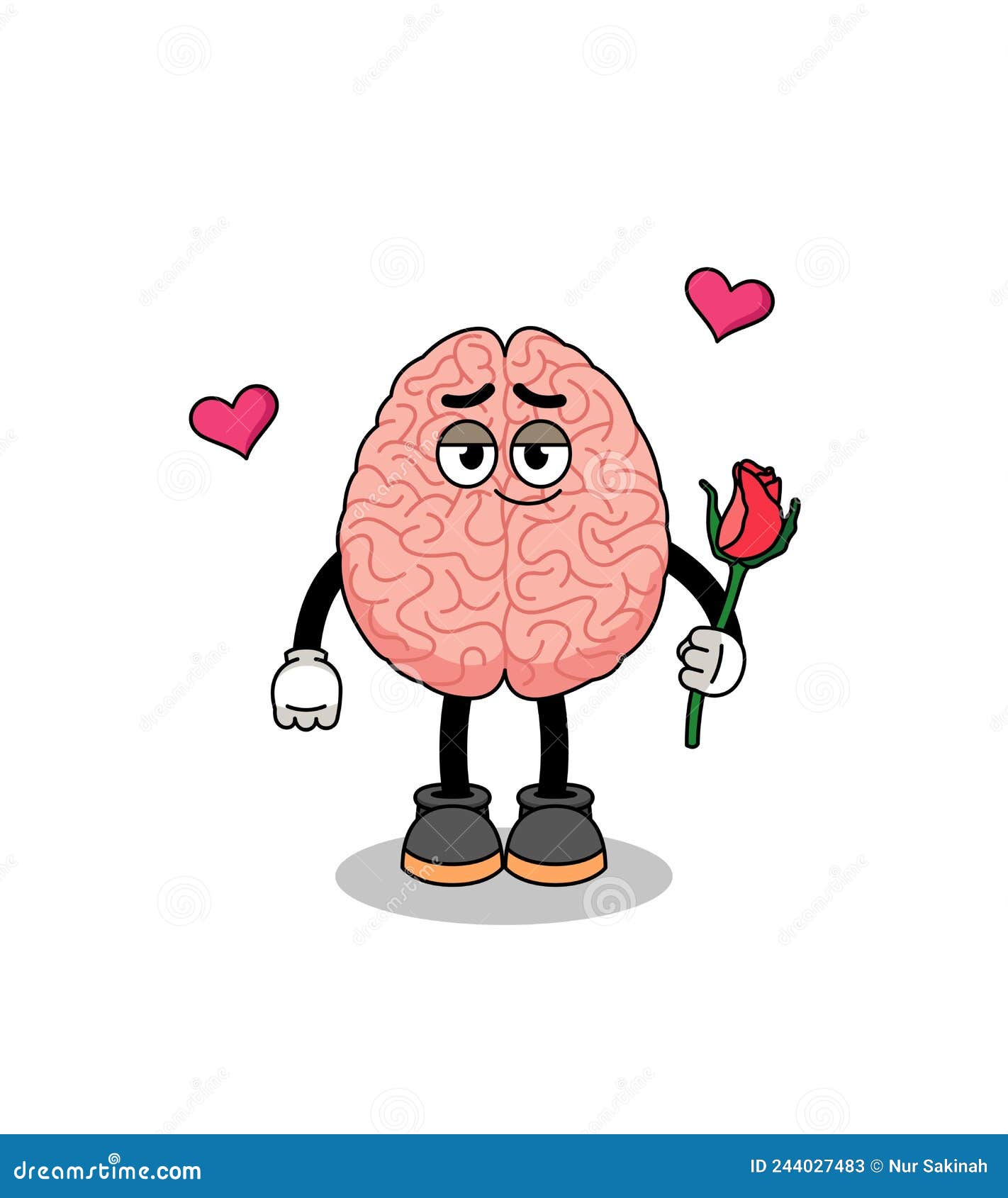 Brain Mascot Falling in Love Stock Vector - Illustration of character ...