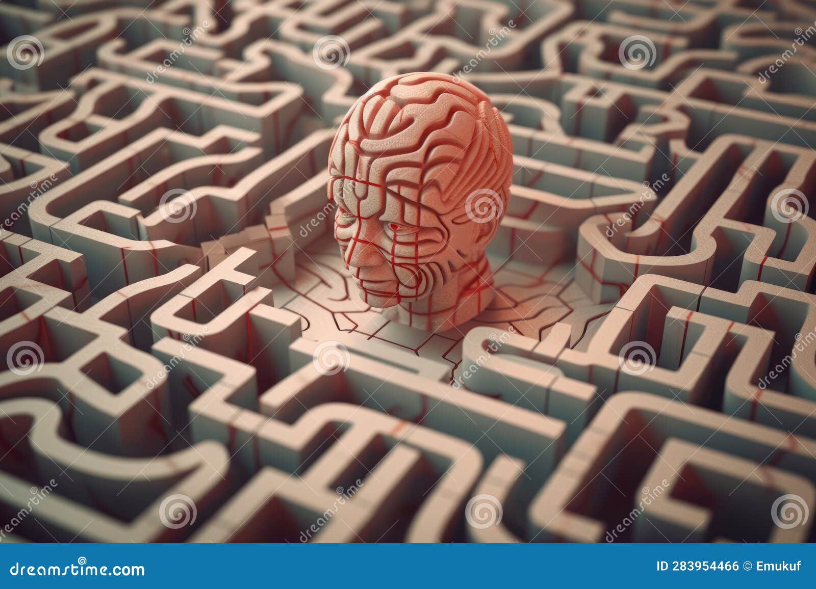 Brain in a Maze, Mind Games Generative Ai Stock Illustration ...