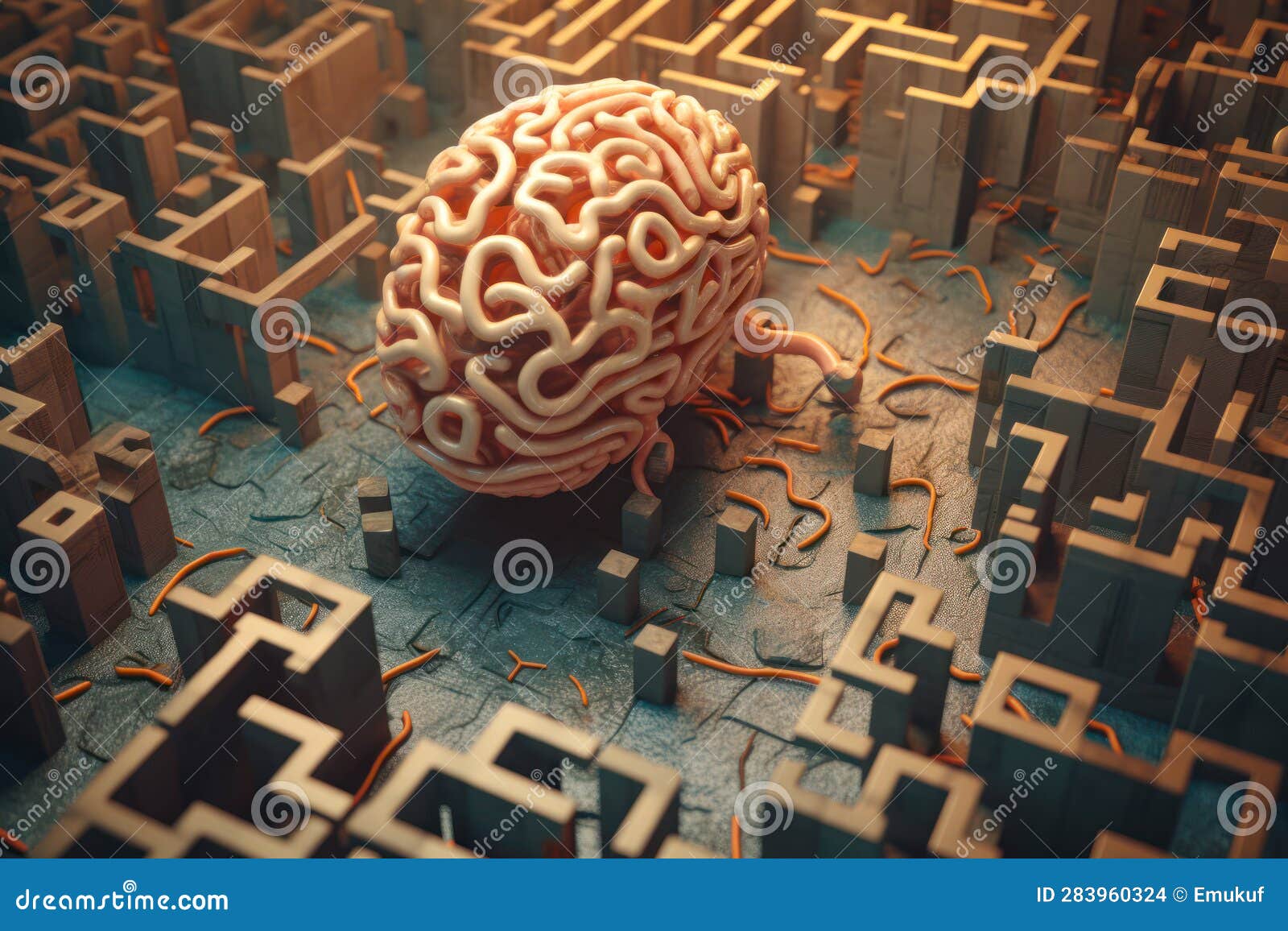Brain in a Maze, Mind Games Generative Ai Stock Illustration ...