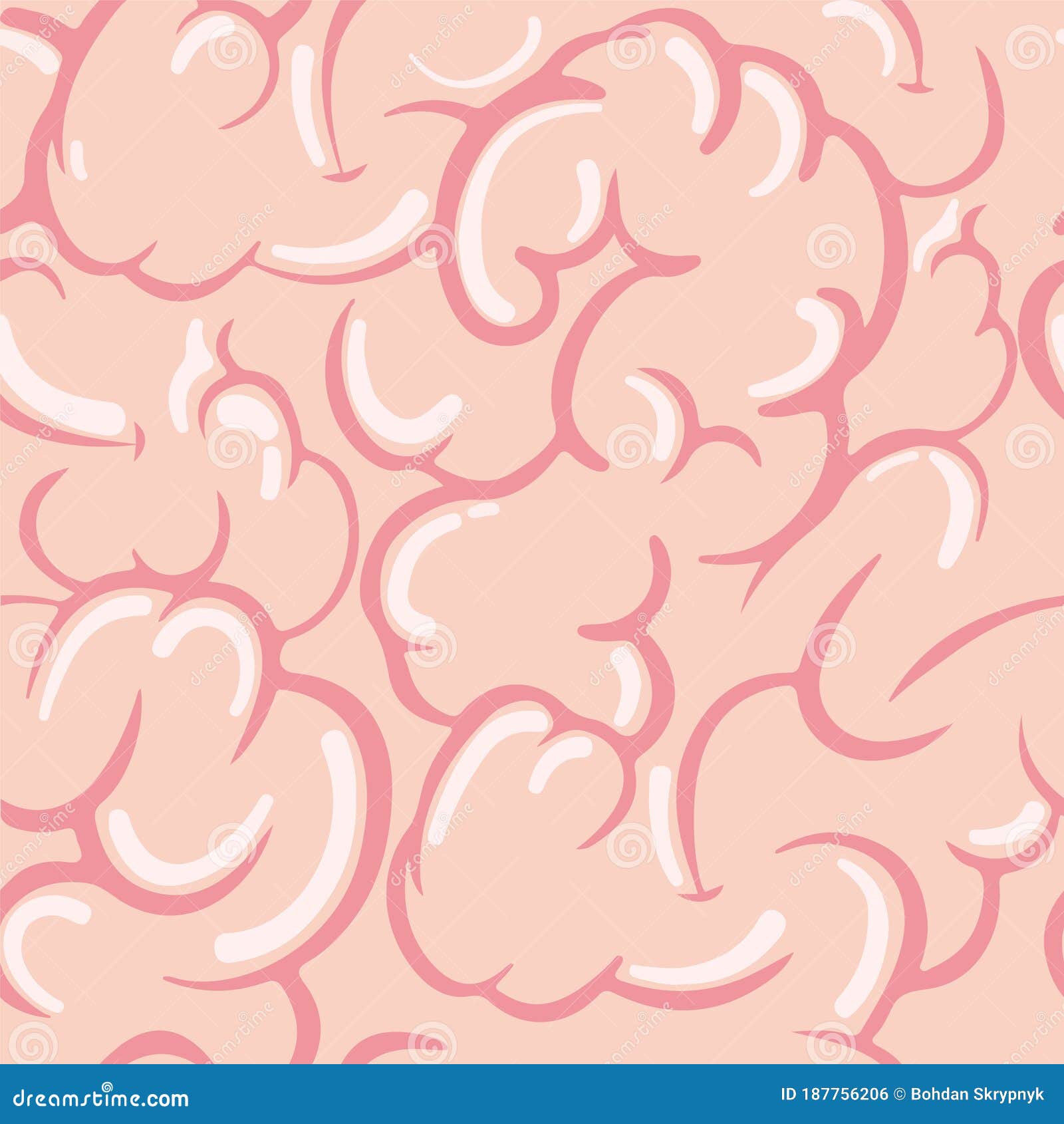 Brain Meanders Seamless Pattern. Abstract Design of Pink Brain Tissues ...