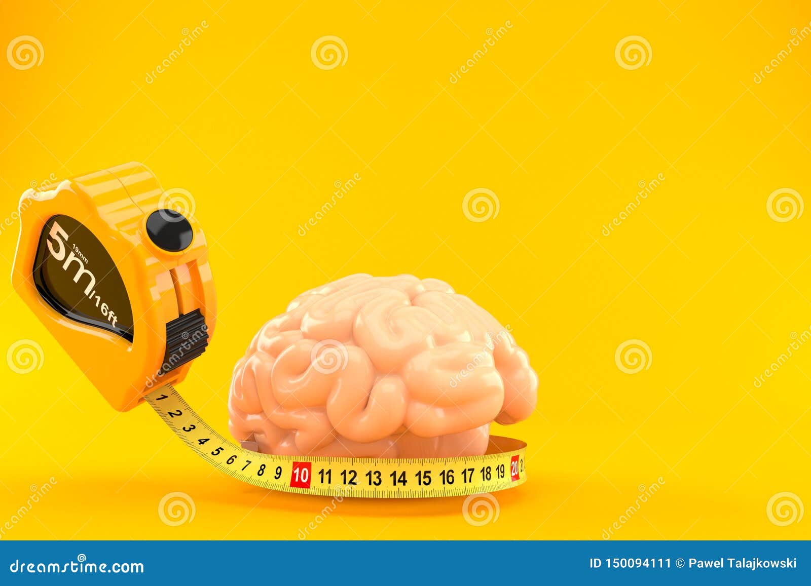 Brain with measuring tape stock illustration. Illustration of ...