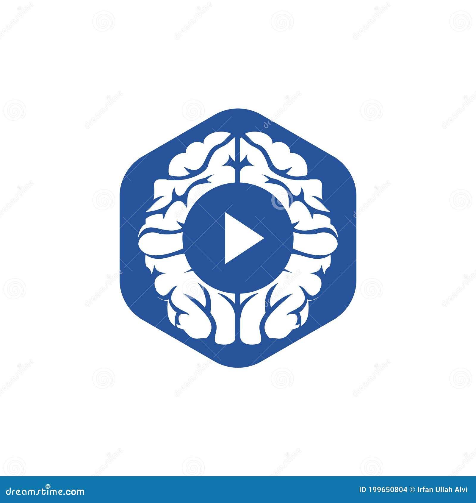 Brain Media Player Vector Logo Design. Stock Vector - Illustration of ...