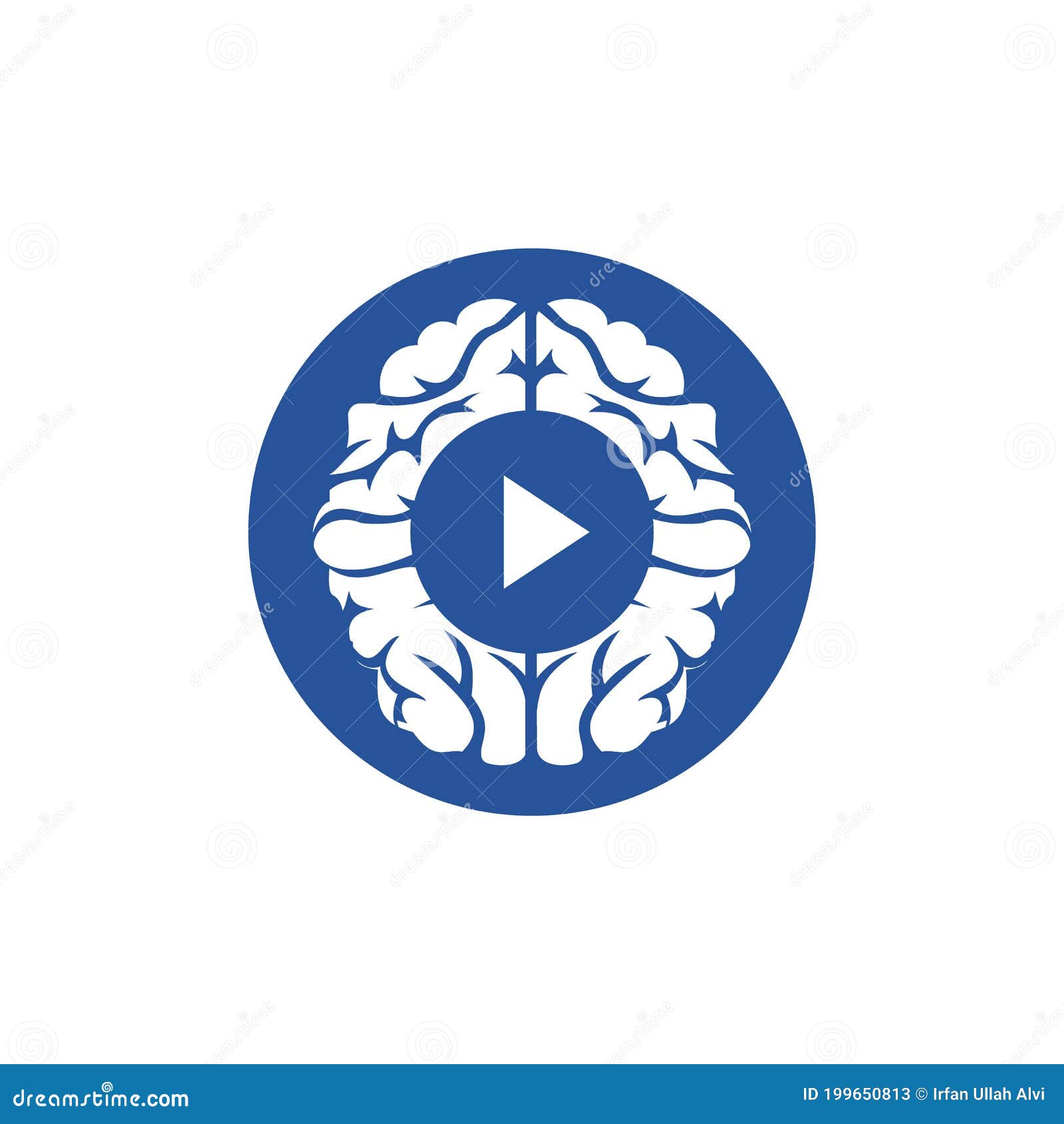 Brain Media Player Vector Logo Design. Stock Vector - Illustration of ...