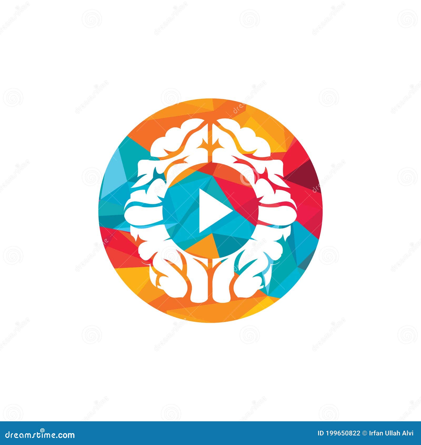 Brain Media Player Vector Logo Design. Stock Vector - Illustration of ...
