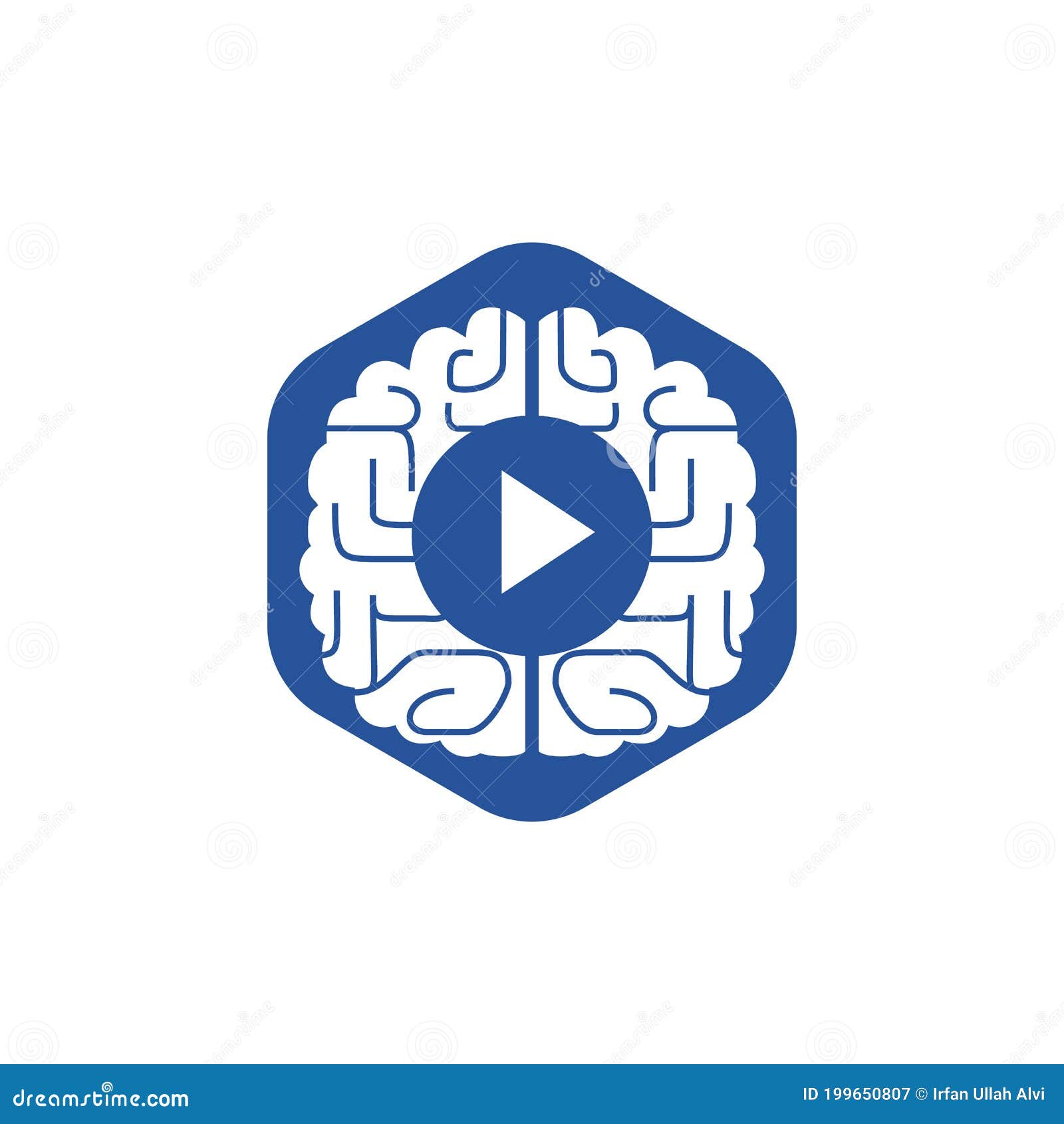 Brain Media Player Vector Logo Design. Stock Vector - Illustration of ...