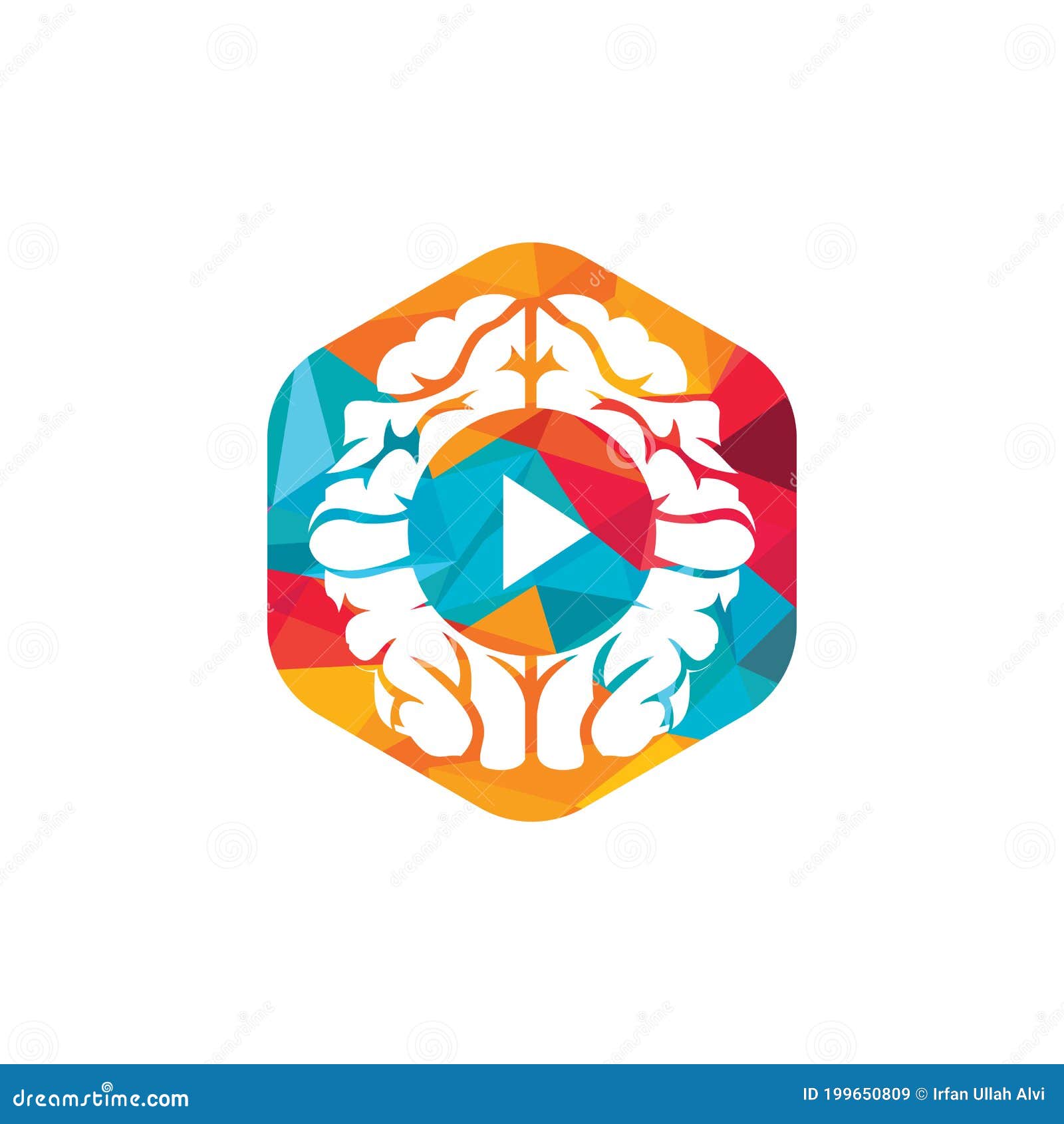 Brain Media Player Vector Logo Design. Stock Vector - Illustration of ...