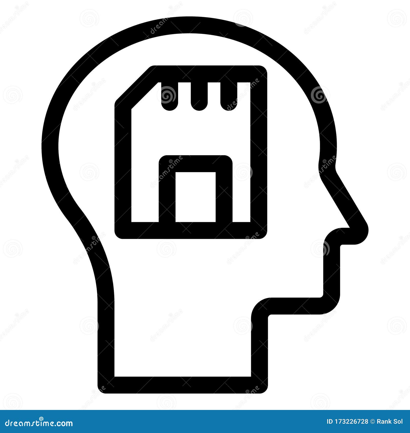 Brain Memory, Digital Brain, Line Vector Icon Which Can Easily Modify ...