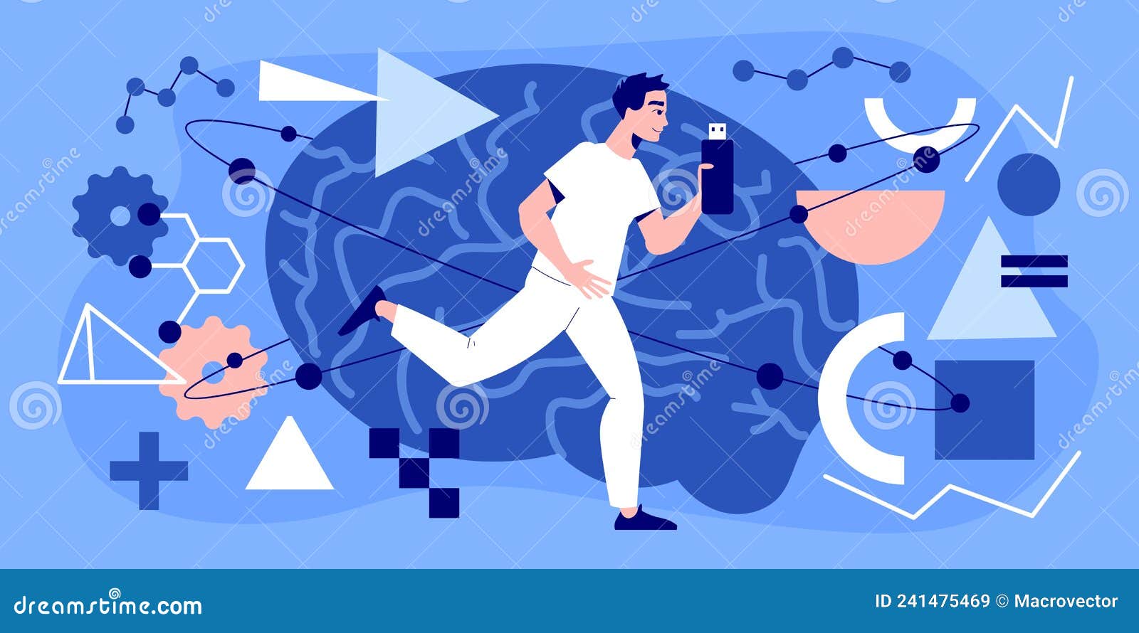 Big Brain Man & Memory Desorders Vector Illustration | CartoonDealer ...