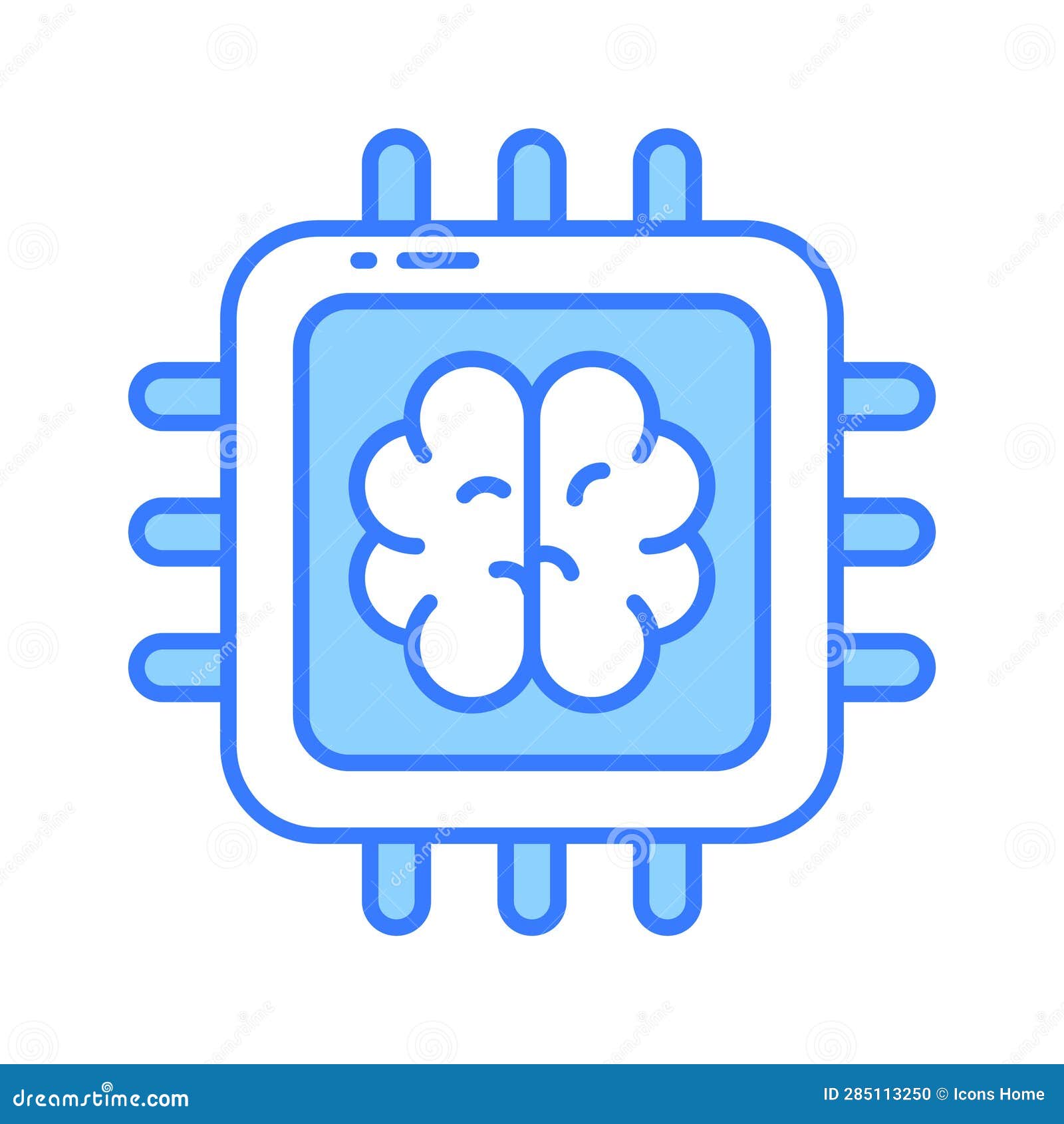 Brain with Microchip, Ai Processor Concept Vector in Trendy Style ...