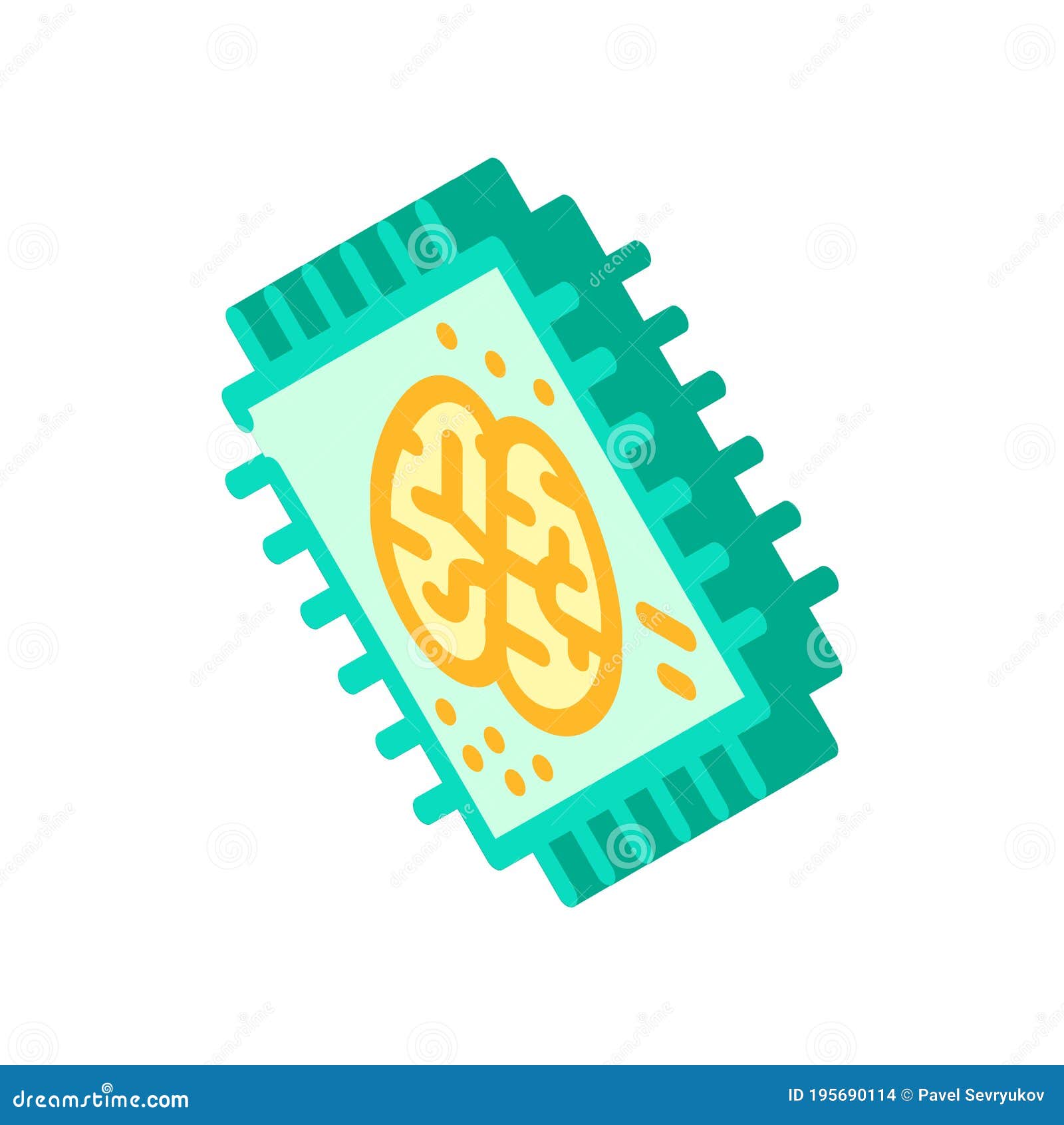 Brain Microchip Artificial Intelligence Isometric Icon Vector Illustration Stock Vector ...