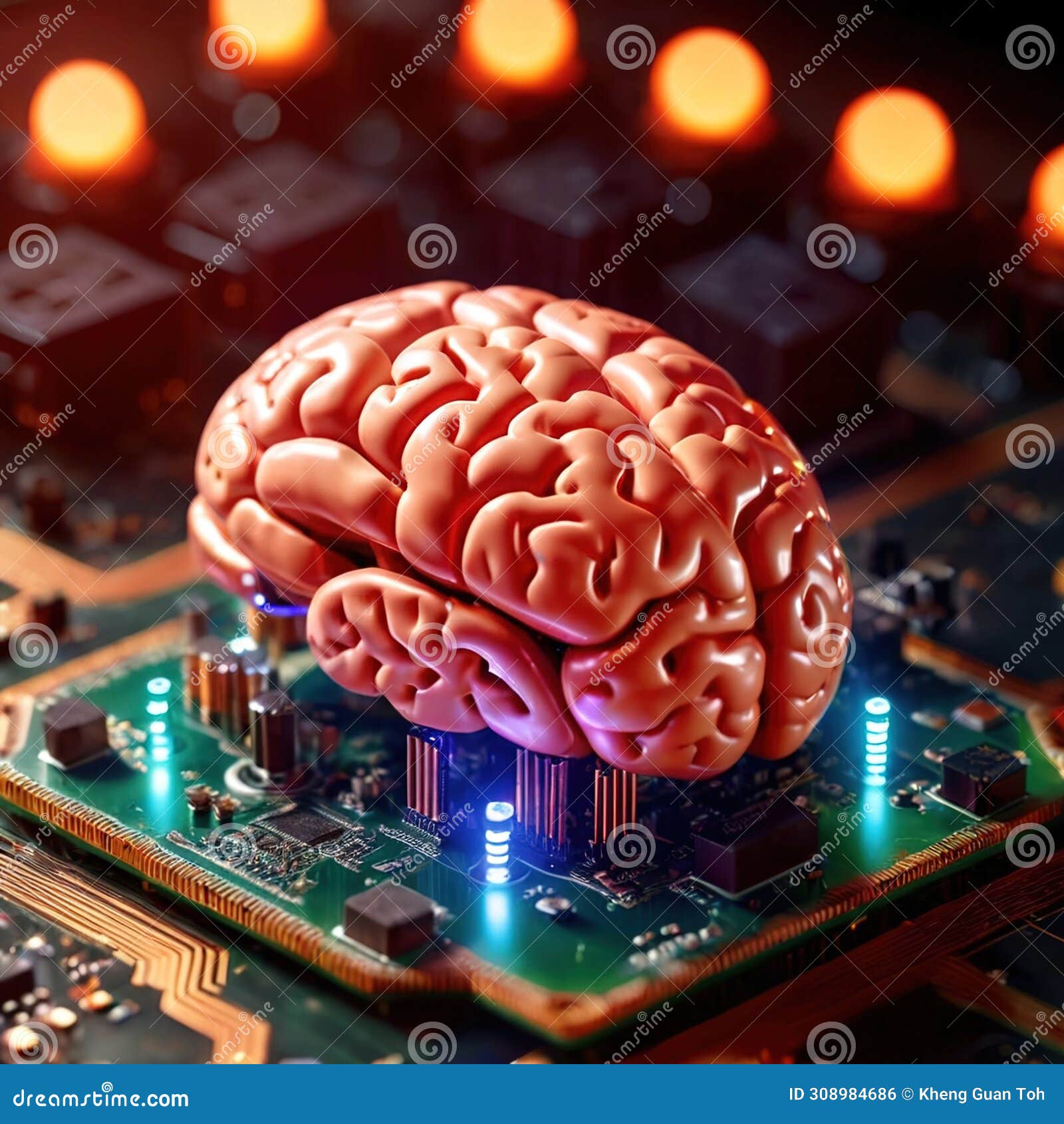 Brain on a Microchip, Showing Artificial Intelligence and Computer ...