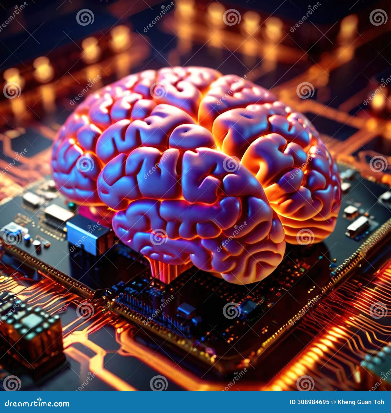 Brain on a Microchip, Showing Artificial Intelligence and Computer ...