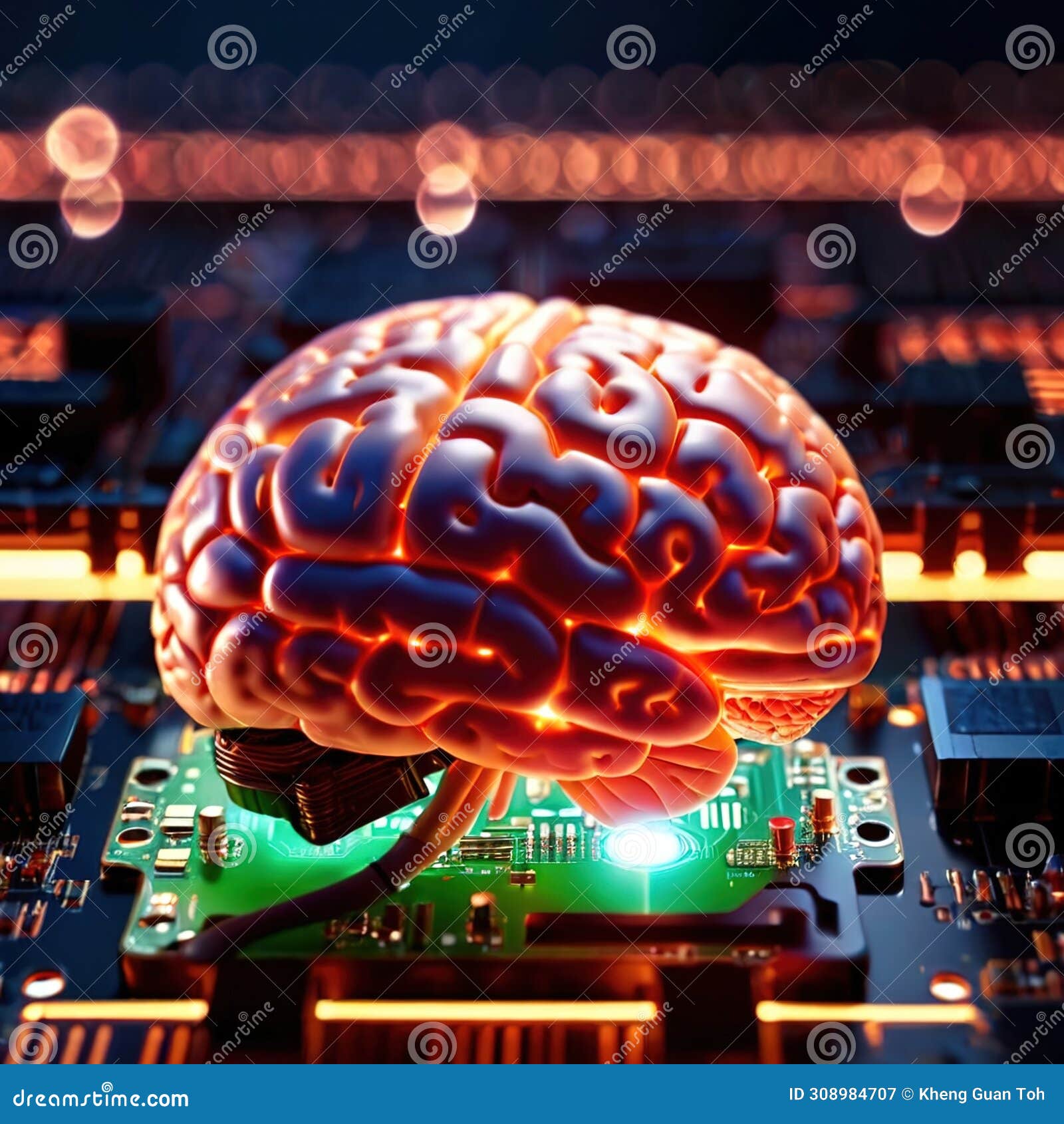 Brain On A Microchip Showing Artificial Intelligence And Computer