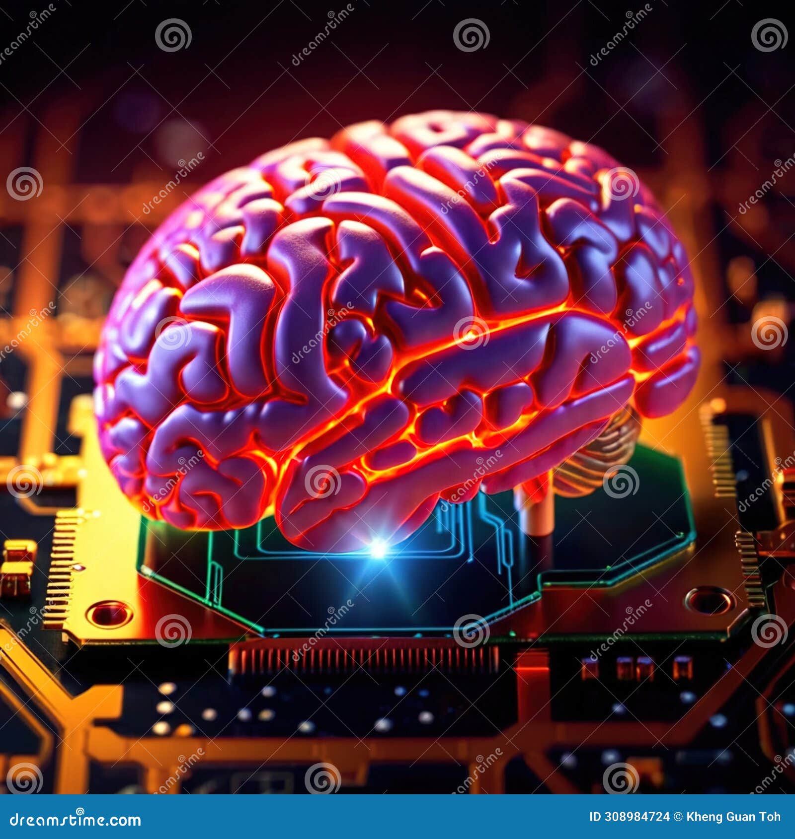 Brain on a Microchip, Showing Artificial Intelligence and Computer ...