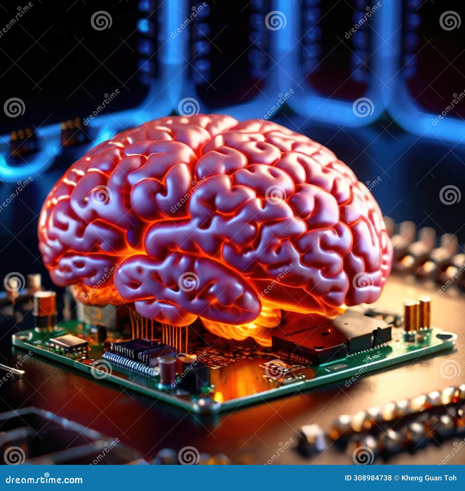 Brain on a Microchip, Showing Artificial Intelligence and Computer ...