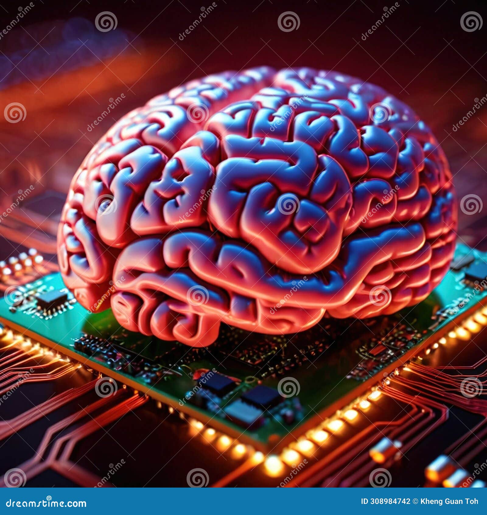 Brain on a Microchip, Showing Artificial Intelligence and Computer ...